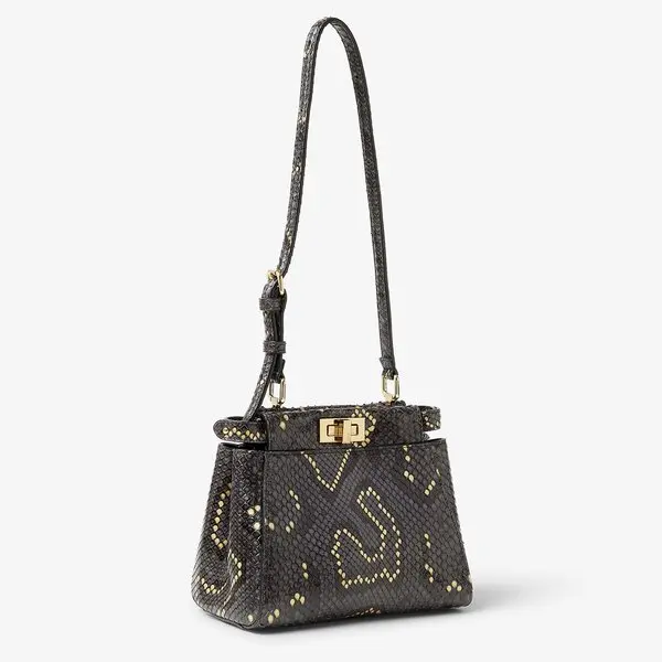 Fendi My Peekaboo® Xs Hand-painted Black Python Bag